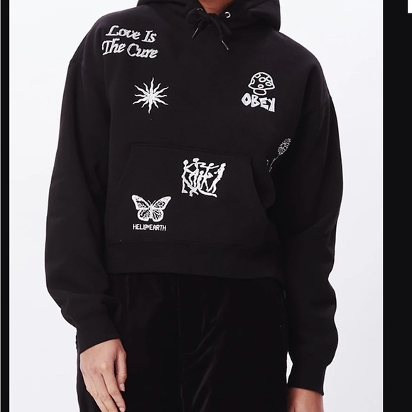 Obey | Tops | Obey Black Hoodie With White Graphics | Poshmark
